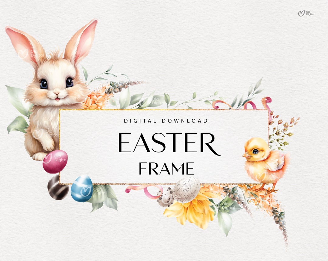 Easter Frame, Frame-border PNG, Digital Greeting Card, Easter Clipart ...