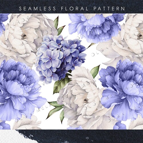 Seamless Floral Pattern Digital Paper Watercolor Peonies - Etsy