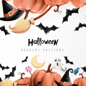 Halloween Border-patterns, Digital Frame Clipart Png, Digital Download ...