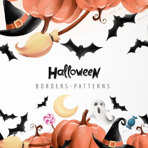 Halloween Border-patterns Digital Frame Clipart Png Digital | Etsy
