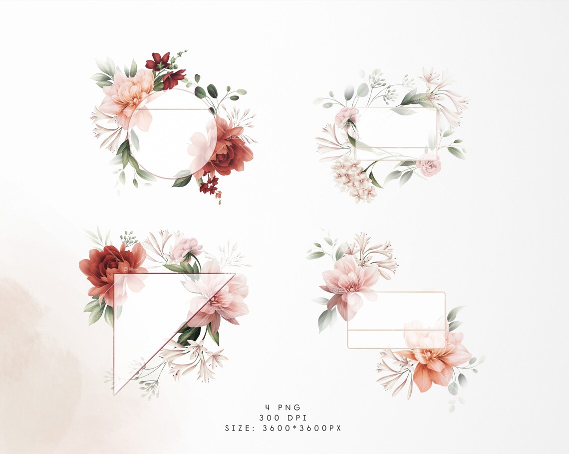 Floral Frames Watercolor Peonies Flowers Garden Flowers - Etsy