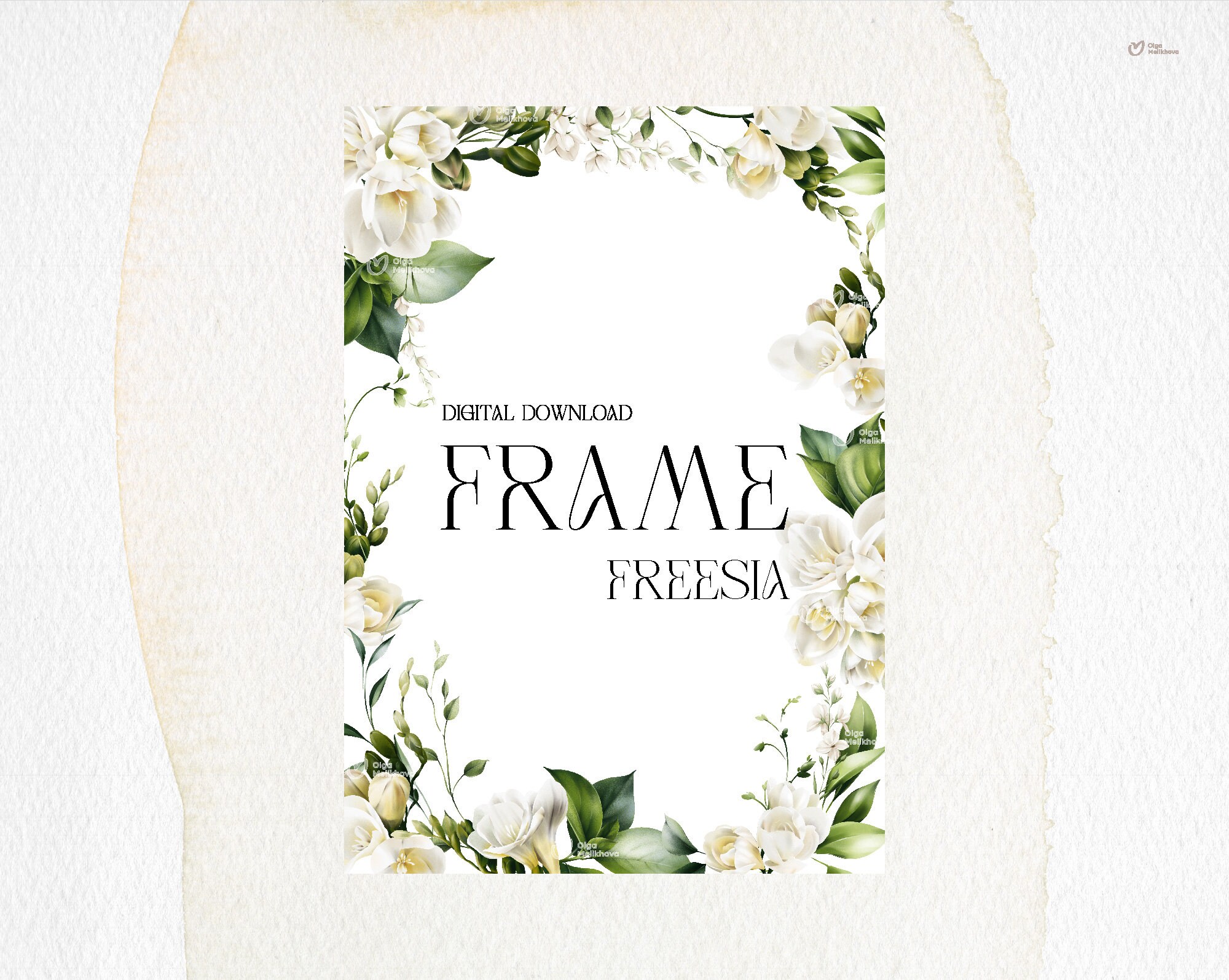 Floral Frame Border Frame White Freesia Flowers Greeting - Etsy UK