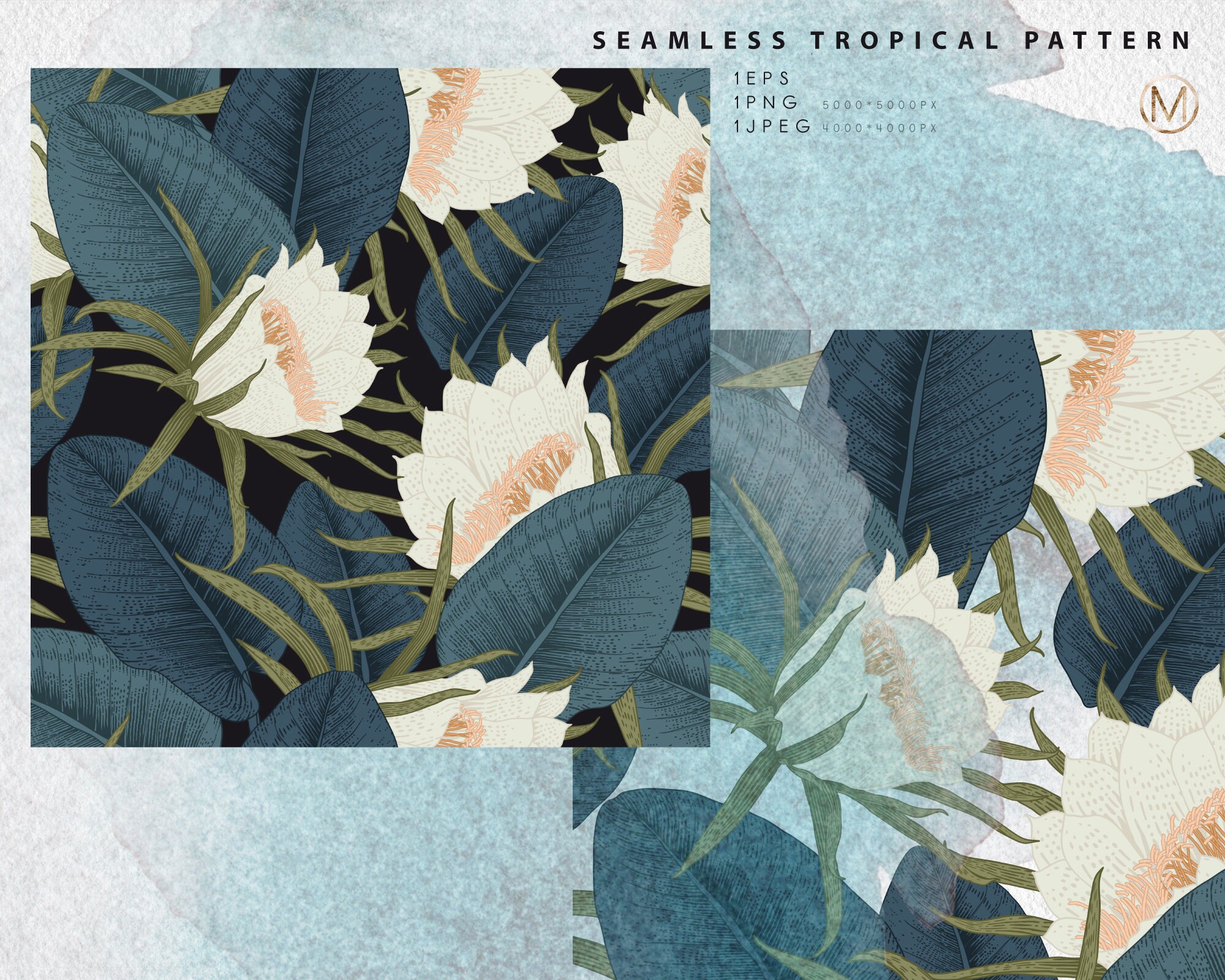 Seamless Tropical Pattern With Strelitzia Flower Vector | Etsy