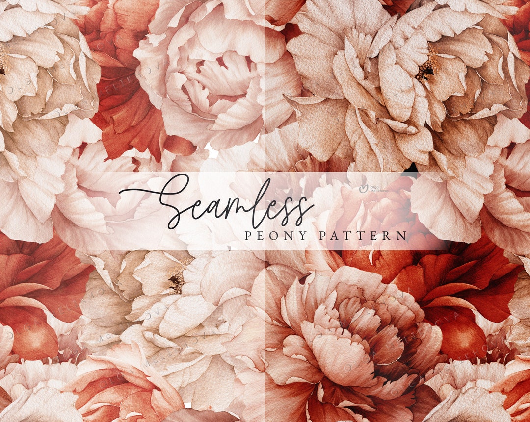 Seamless Peony Pattern | Watercolor Peonies | Digital Paper JPEG ...