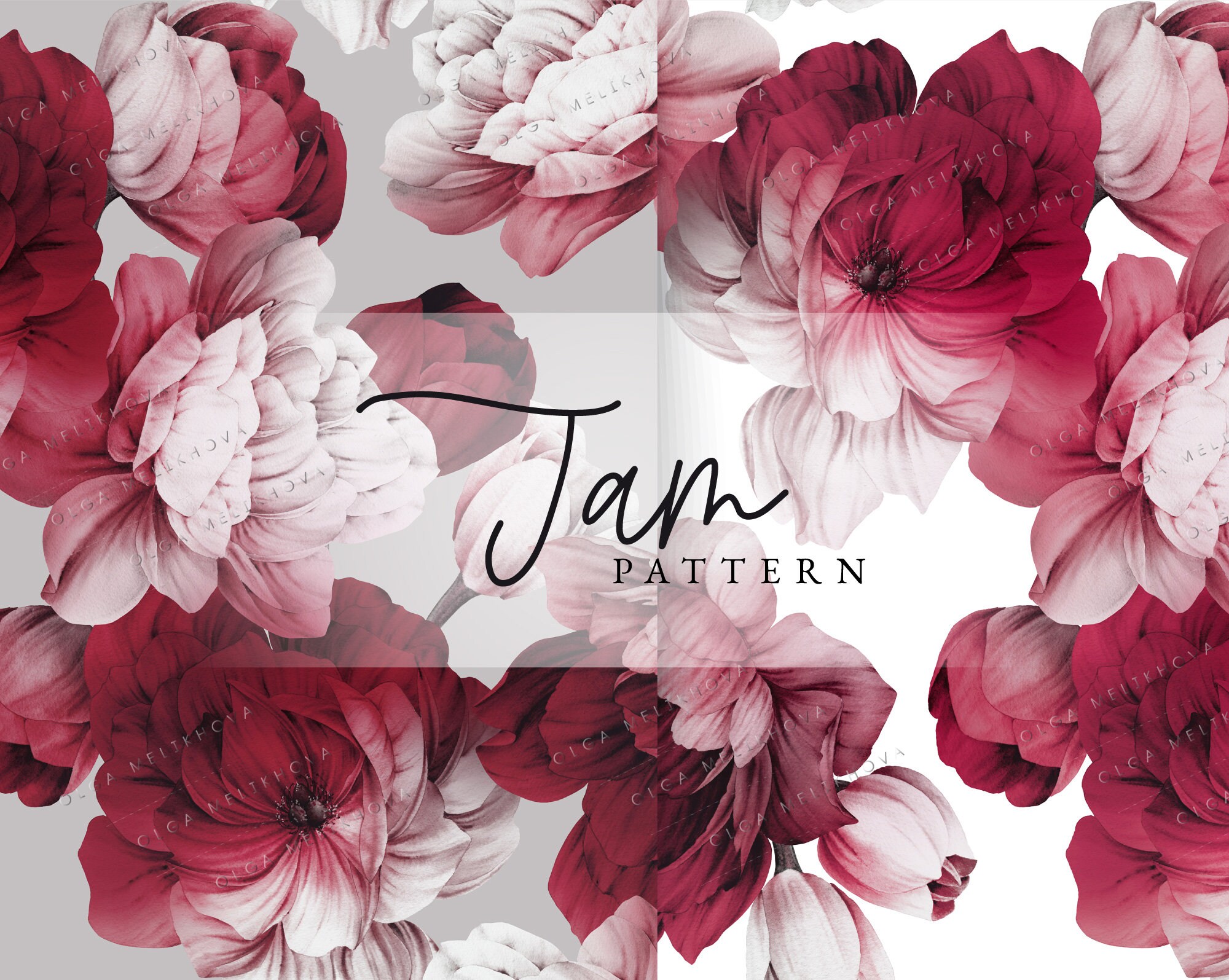 Seamless Peony Pattern Digital Floral Paper Red Peonies | Etsy