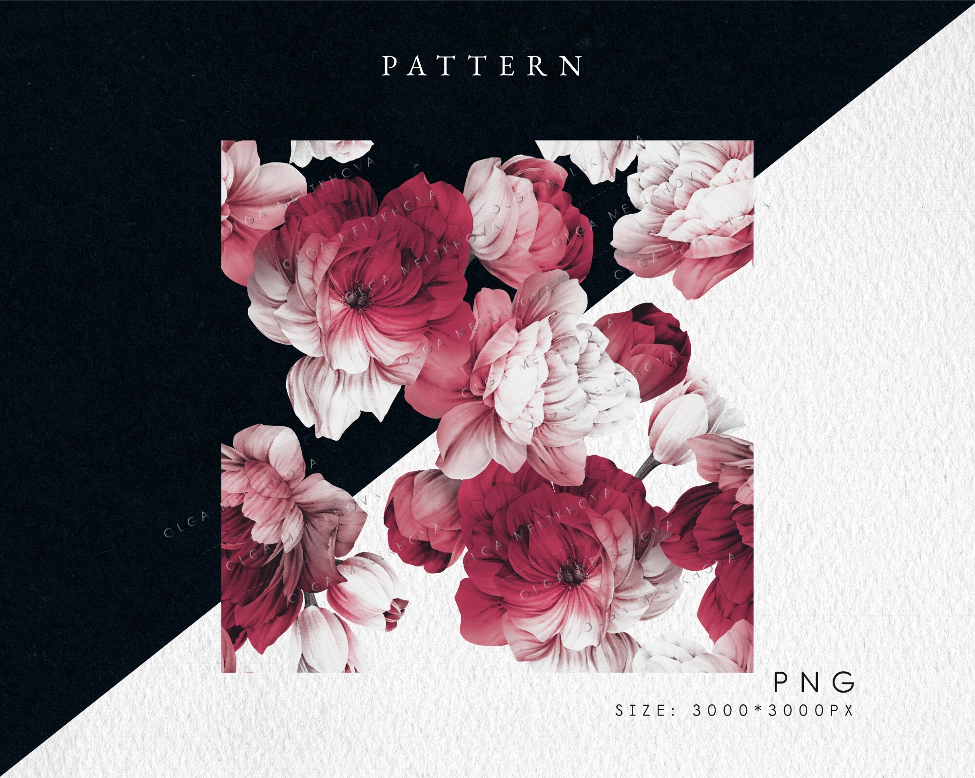 Seamless Peony Pattern Digital Floral Paper Red Peonies | Etsy