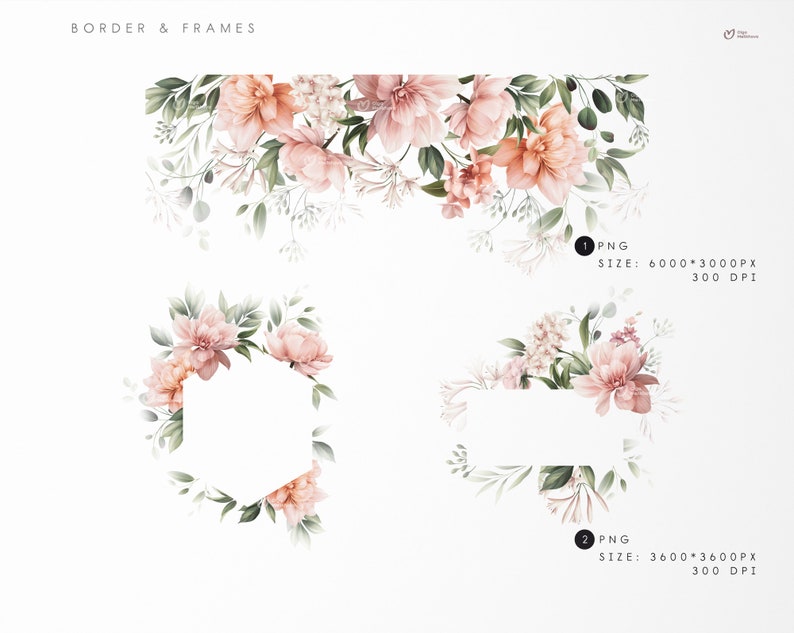 Flower Set Floral Frames and Border Digital Floral Clipart - Etsy