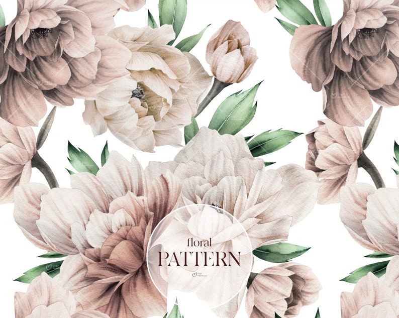 Seamless Peony Pattern Floral Background Digital Paper - Etsy
