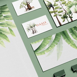 Tropical Trees Collection, Digital Tropical Paper, Tropical Ephemera ...