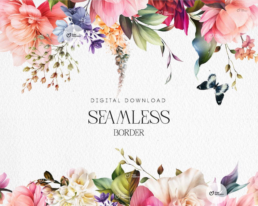 Floral Seamless Border, Border-frame, Colorful Flowers, Bright Flowers ...