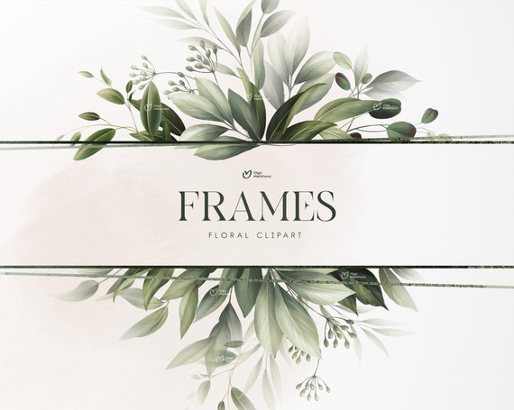 Greenery Floral Frames Frame-border Wedding Clipart for - Etsy