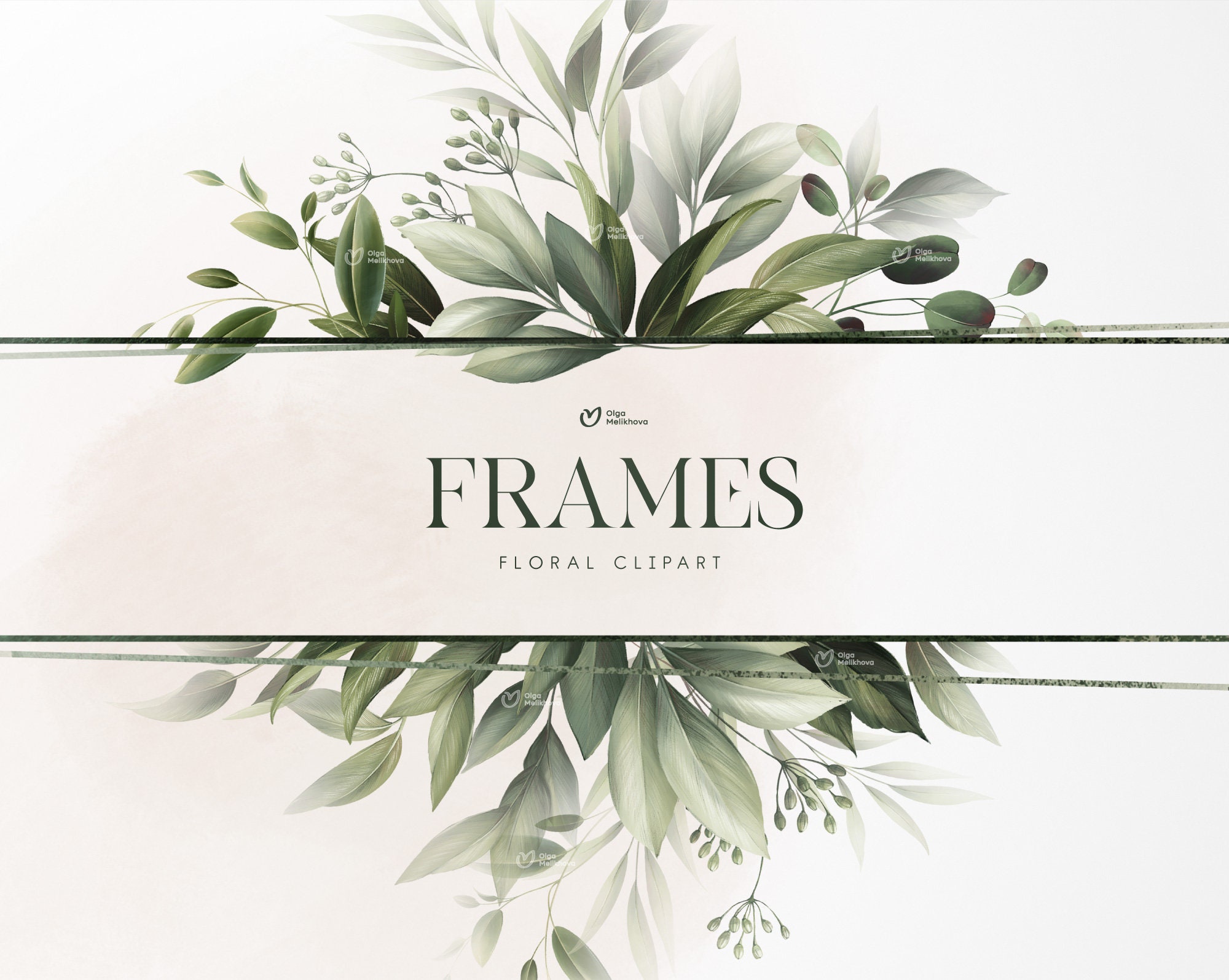 Greenery Floral Frames Frame-border Wedding Clipart for - Etsy