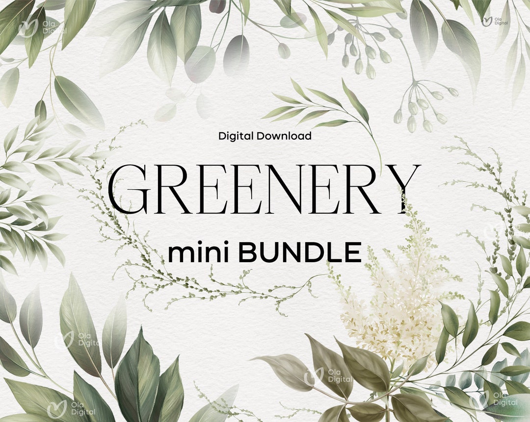 Greenery Bundle, Border-frames, Wedding Invite Card, Bouquets, Digital ...