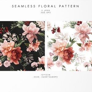 Seamless Floral Pattern, Digital Peony Paper, Floral Print, Clipart PNG ...
