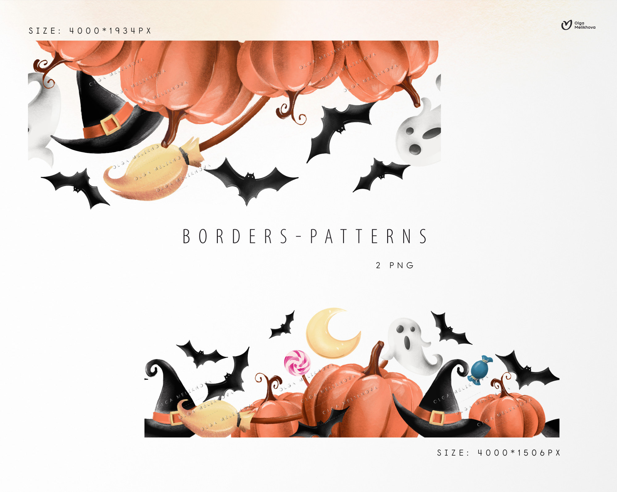 Halloween Border-patterns Digital Frame Clipart Png Digital - Etsy