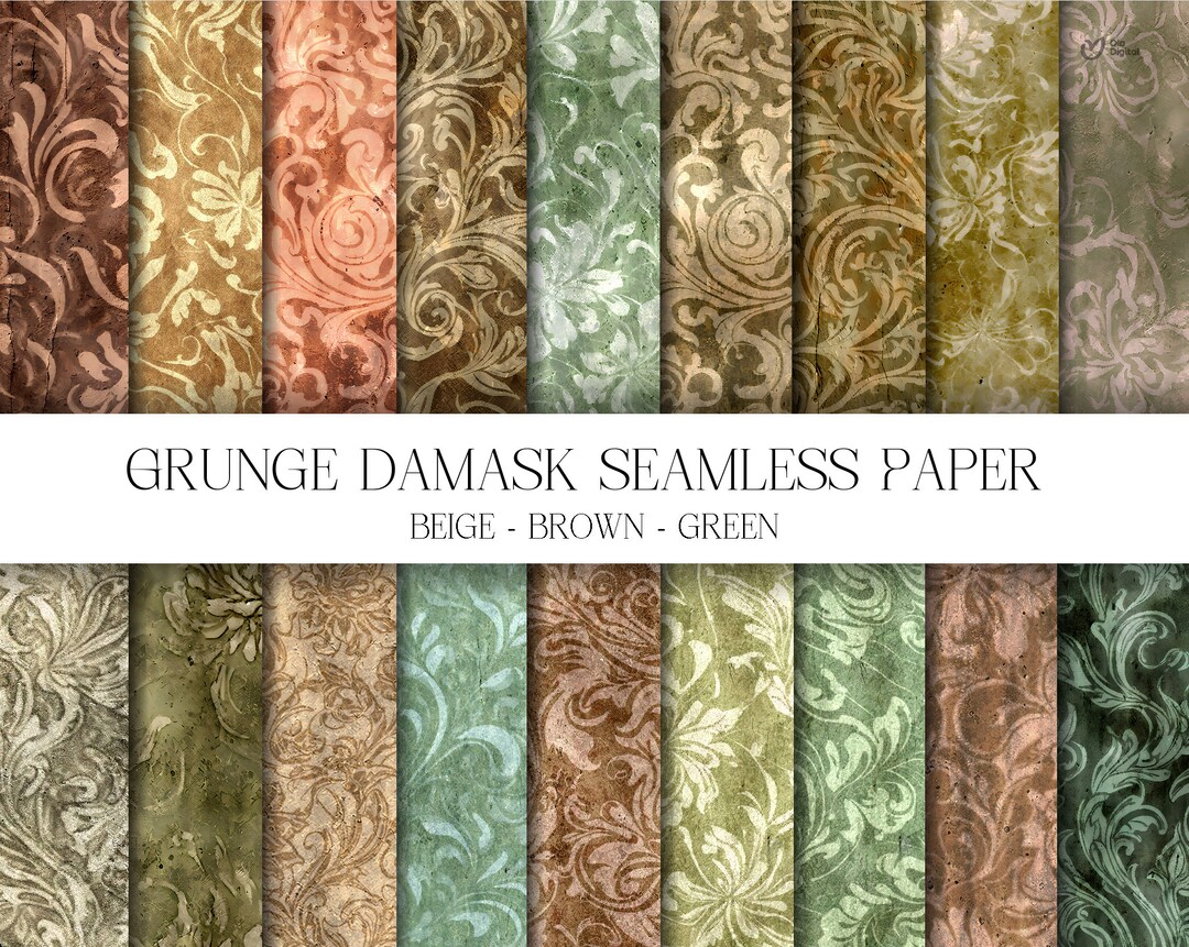 Grunge Damask Seamless Paper, Damask Digital Paper Wallpaper Style ...