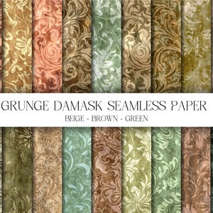 Grunge Damask Seamless Paper, Damask Digital Paper Wallpaper Style ...