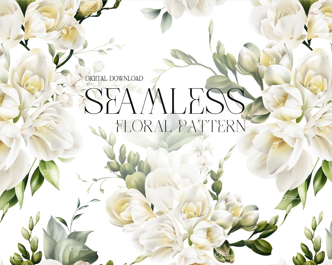 Seamless Floral Pattern, White Flowers, Printable Floral Wallpaper ...
