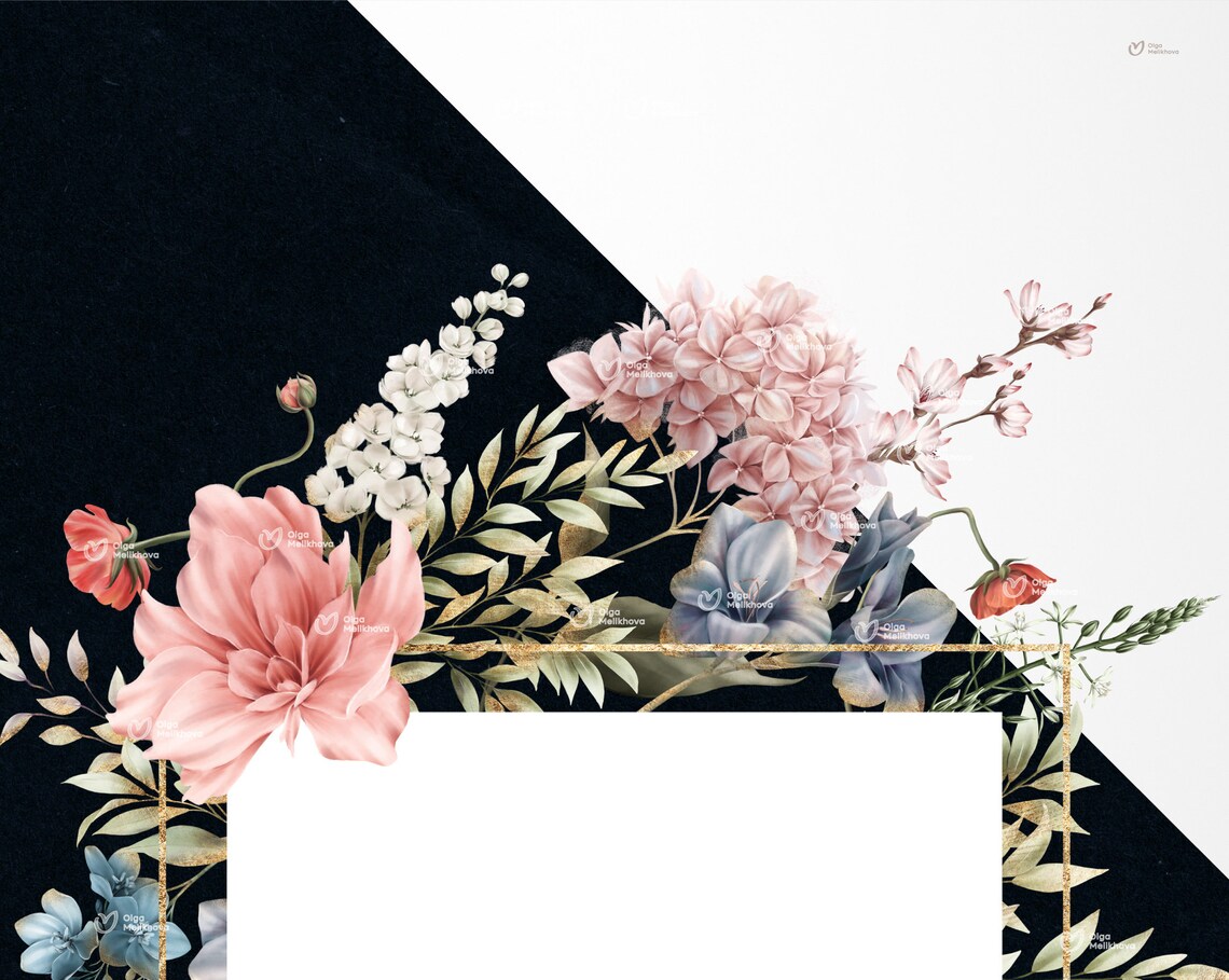 Floral Frame Garden Flower Frame Foliage Wedding Invite - Etsy