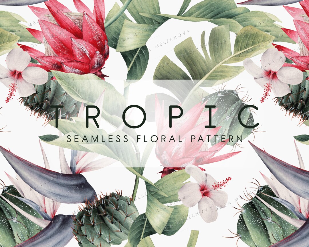 Seamless Tropical Pattern, Digital Tripical Print, Tropical Clipart PNG ...