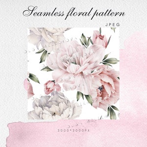 Seamless Floral Pattern | Digital Paper | Watercolor Peonies - Etsy