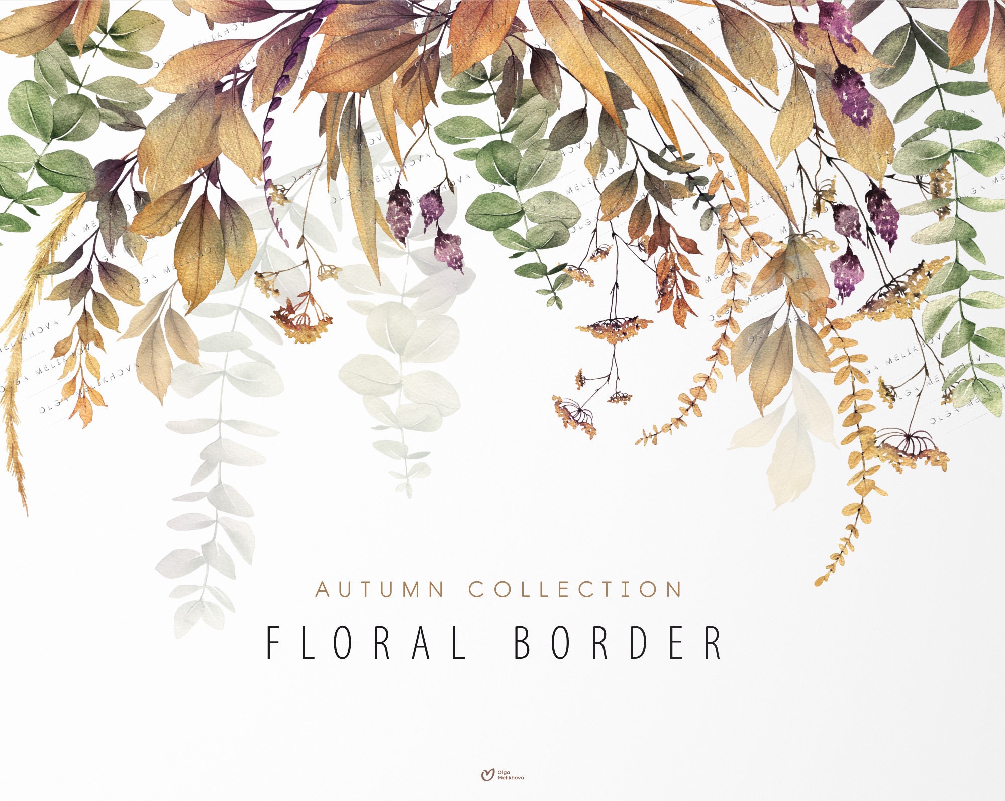 Floral Border Watercolor Autumn Leaves Wedding Invite Card - Etsy