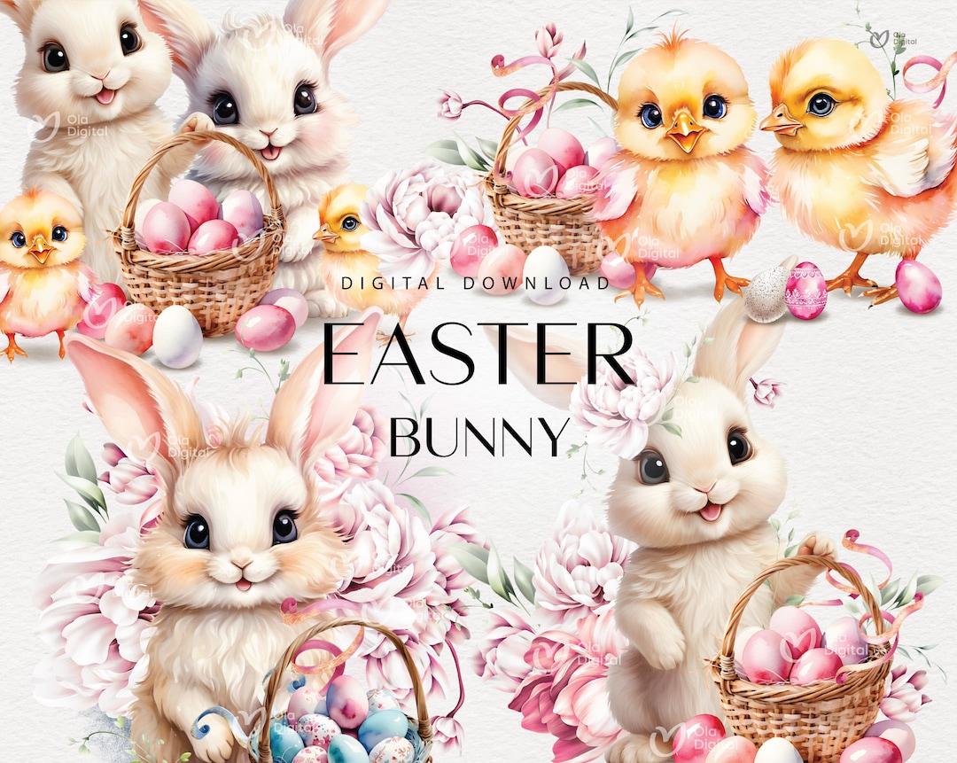 Easter Bunny Clipart, Easter Chickens, Junk Journals, Scrapbooks ...