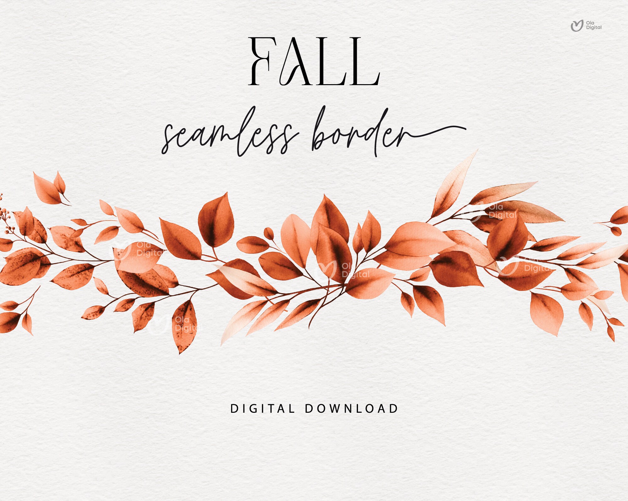 Fall Seamless Border, Autumn Border, Watercolor Greenery for ...