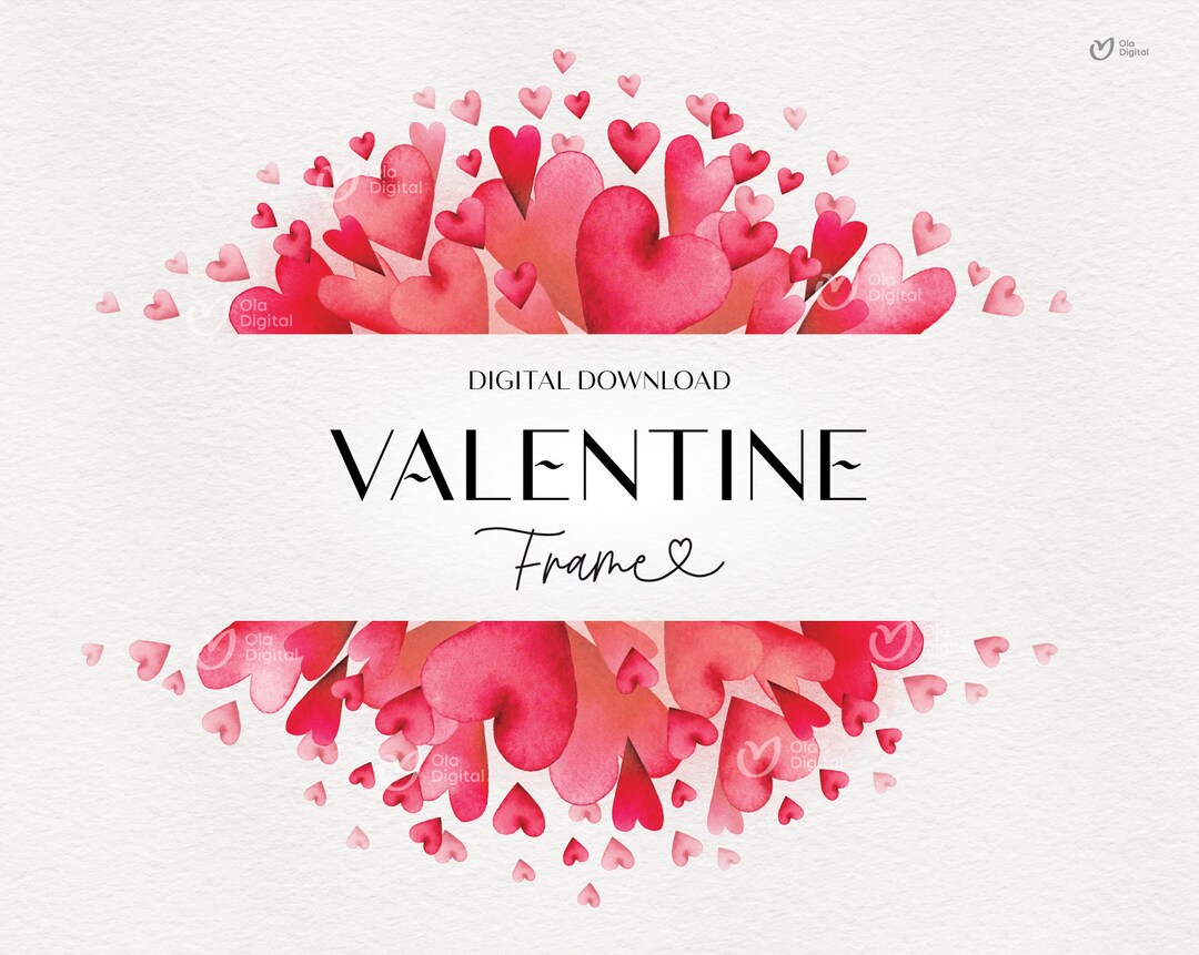 Valentine Frame, Valentine's Clipart, Red Hearts, Valentine's Day ...