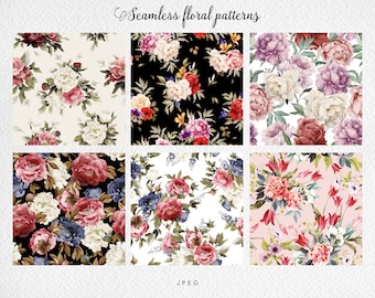Seamless Floral Pattern With Peonies Digital Paper PNG - Etsy