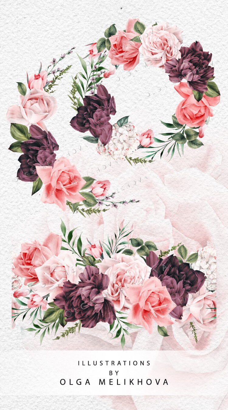 Watercolor Flowers Clipart PNG, Bouquet, Seamless Pattern, Floral ...