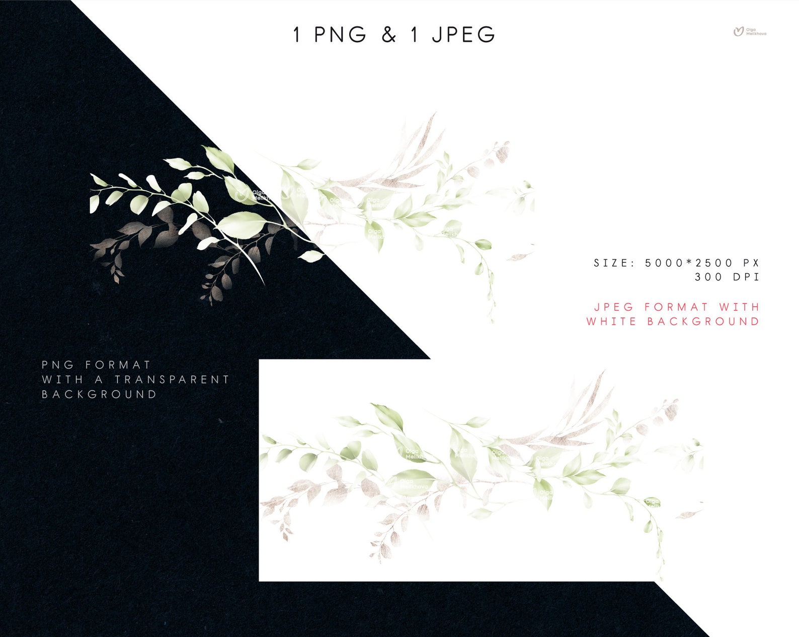 Floral Border, Seamless Border, Greenery Border, Watercolor, Wedding ...