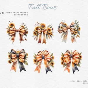 Fall Bow Png, Fall Coquette Bow PNG, Autumn Sunflowers Png, Autumn ...