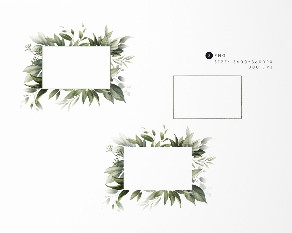 Floral Frame Greenery Frame Foliage Wedding Invite Card - Etsy