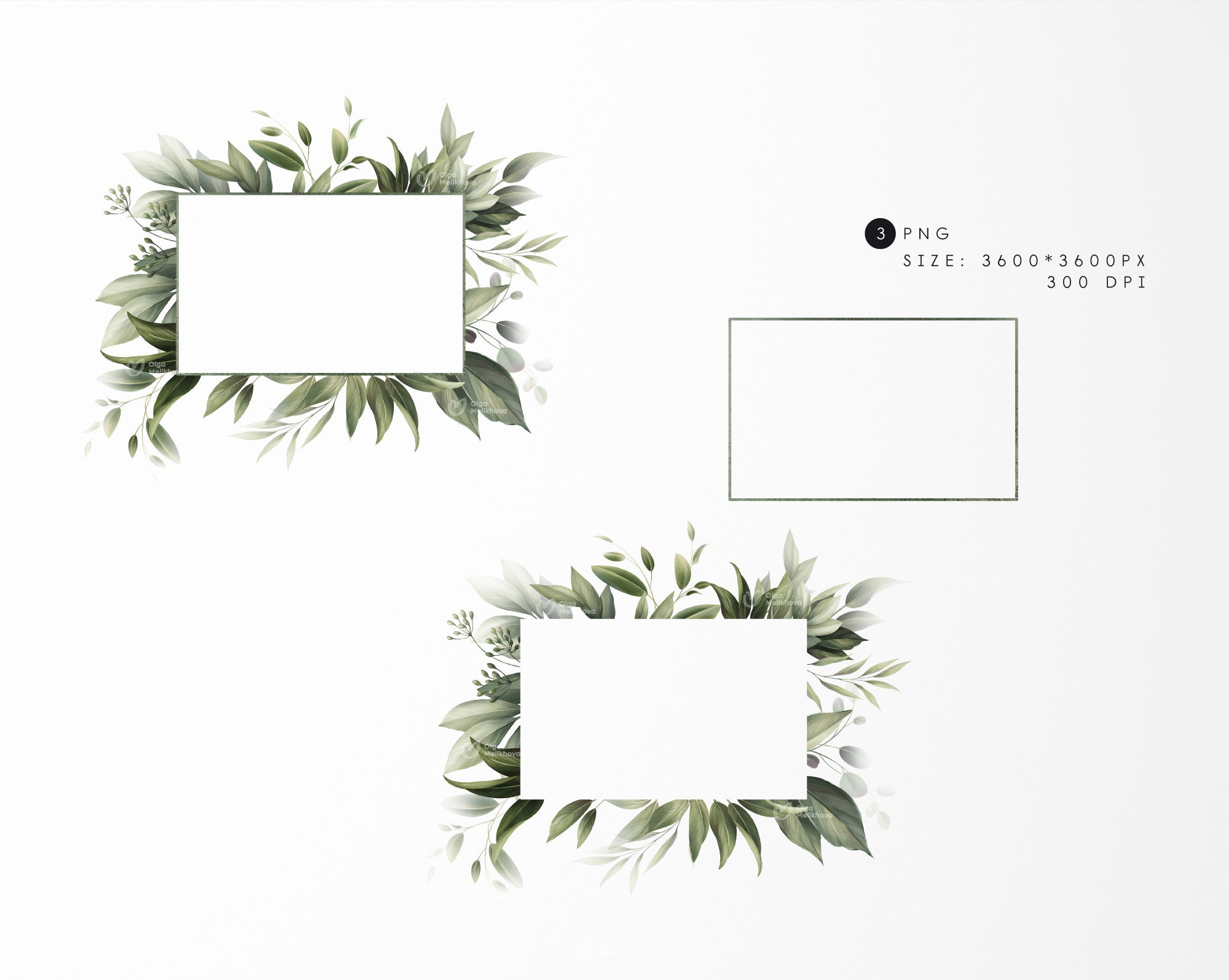 Floral Frame Greenery Frame Foliage Wedding Invite Card - Etsy