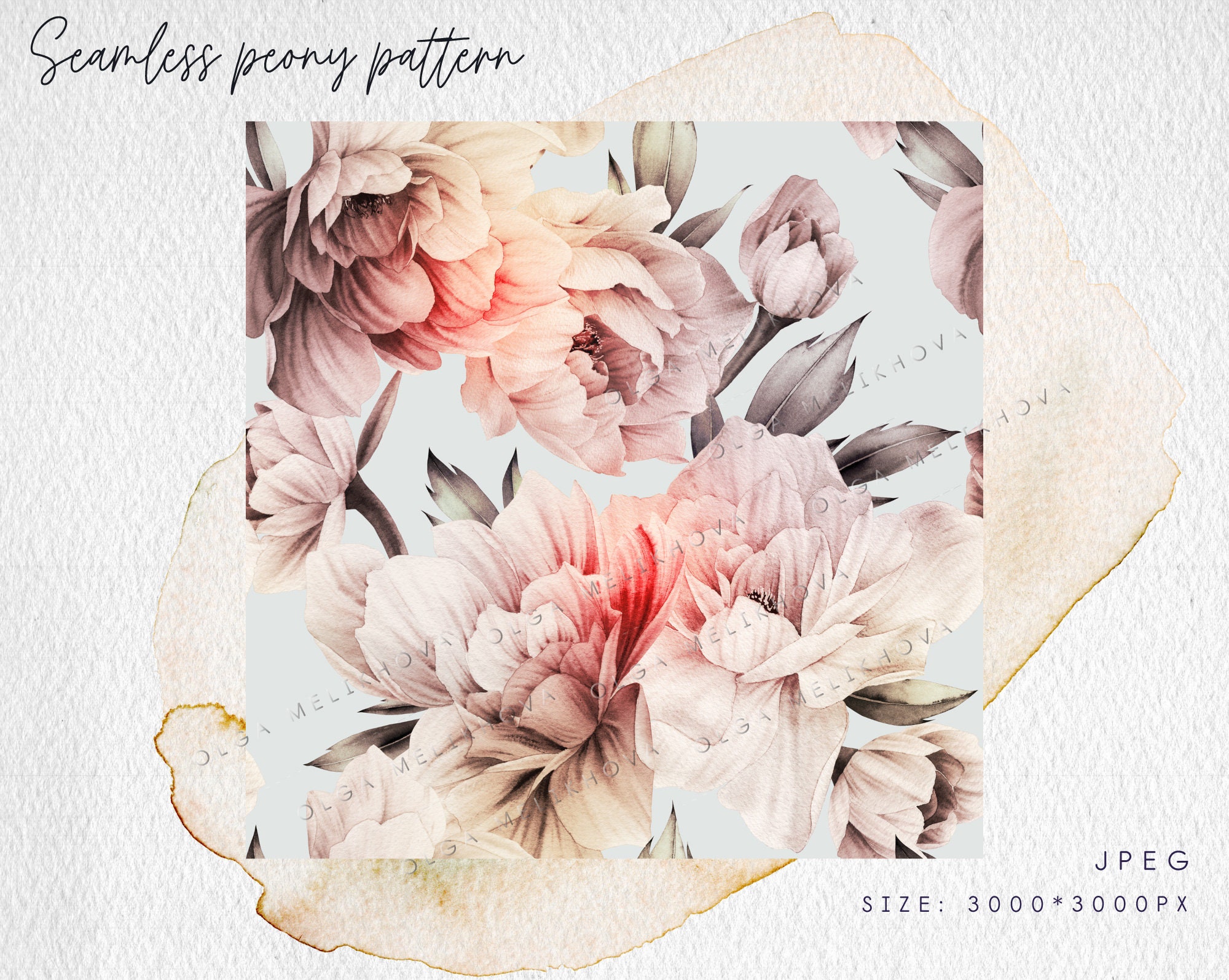 Watercolor Peonies Seamless Floral Pattern Digital Paper - Etsy