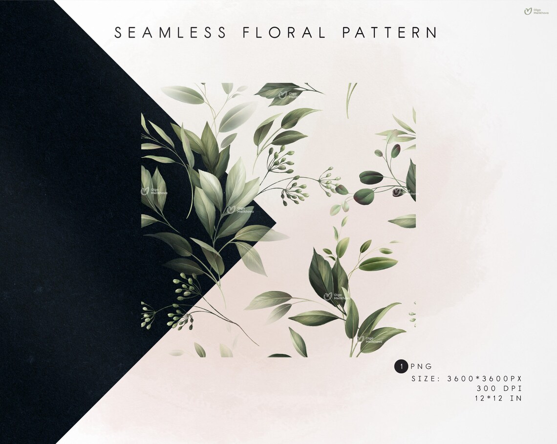 Seamless Greenery Pattern Digital Floral Paper Foliage | Etsy