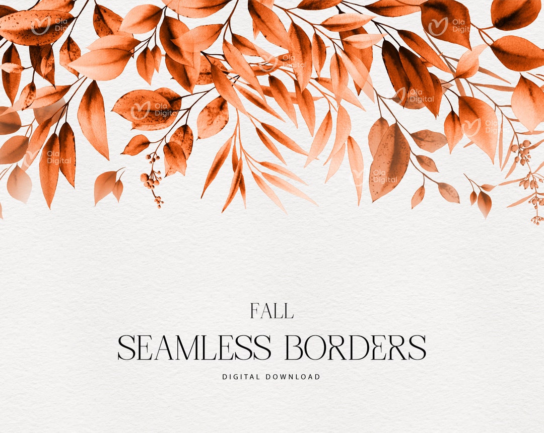 Seamless Fall Floral Border, Watercolor Autumn Leaves, Wedding Invite ...