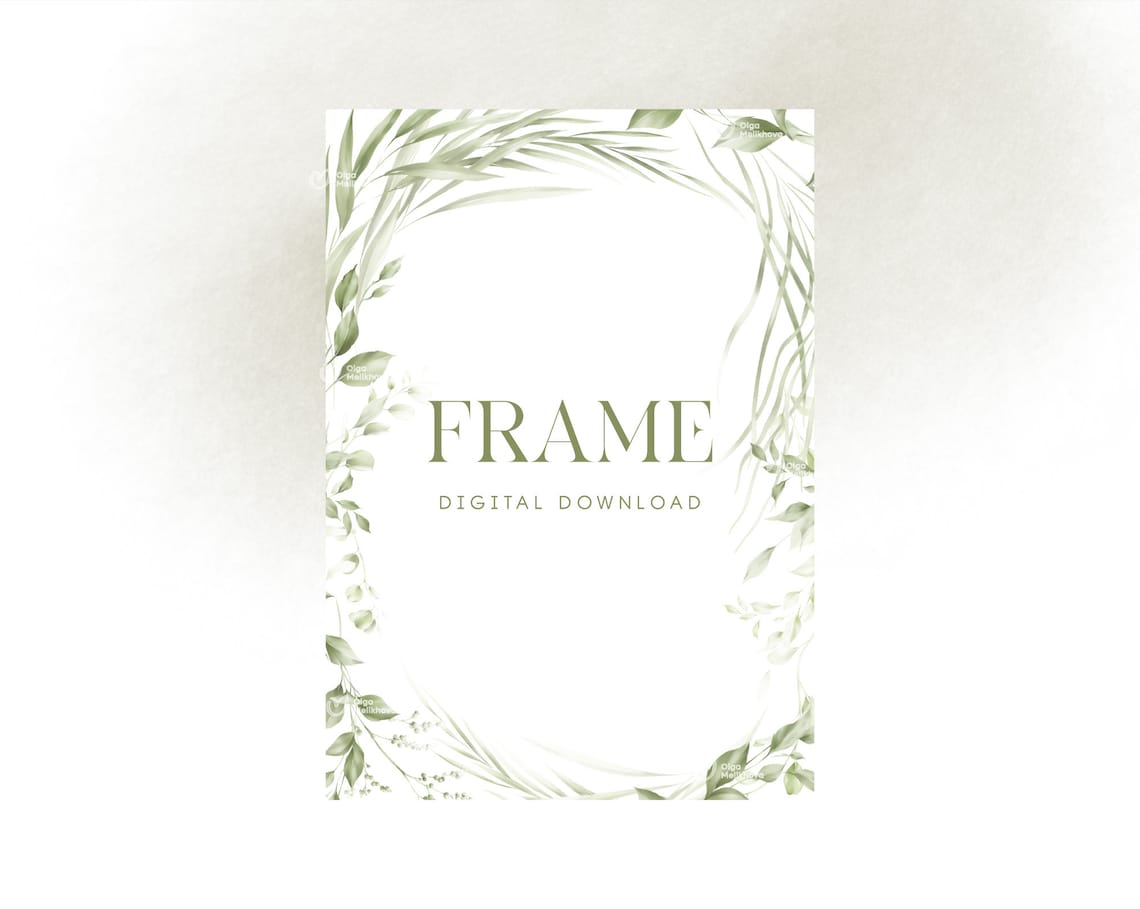 Greenery Floral Frame Digital Greenery Frame Foliage Border - Etsy