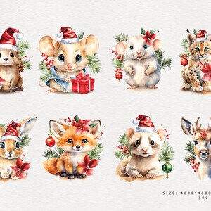 Watercolor Cute Christmas Animals, Woodland Animal Clipart, Winter Baby ...