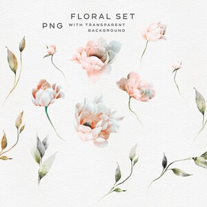 Boho Peonies Floral Clipart, Watercolor Flowers, Peonies Clipart ...