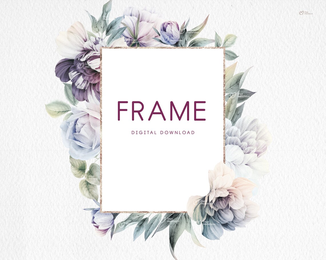 Floral Frames Blue Flowers Border Frame Wedding Frame - Etsy