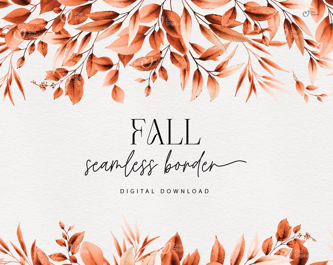 Floral Seamless Border, Fall Border-frame, Autumn Leaves, Greenery ...