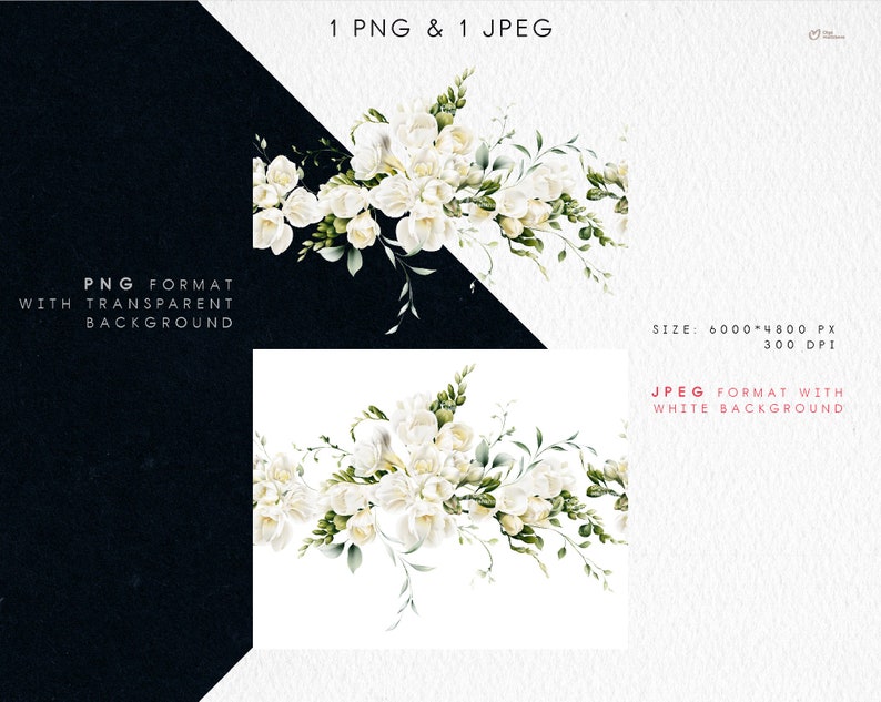 Floral Seamless Border White Flowers Floral Frame Wedding - Etsy