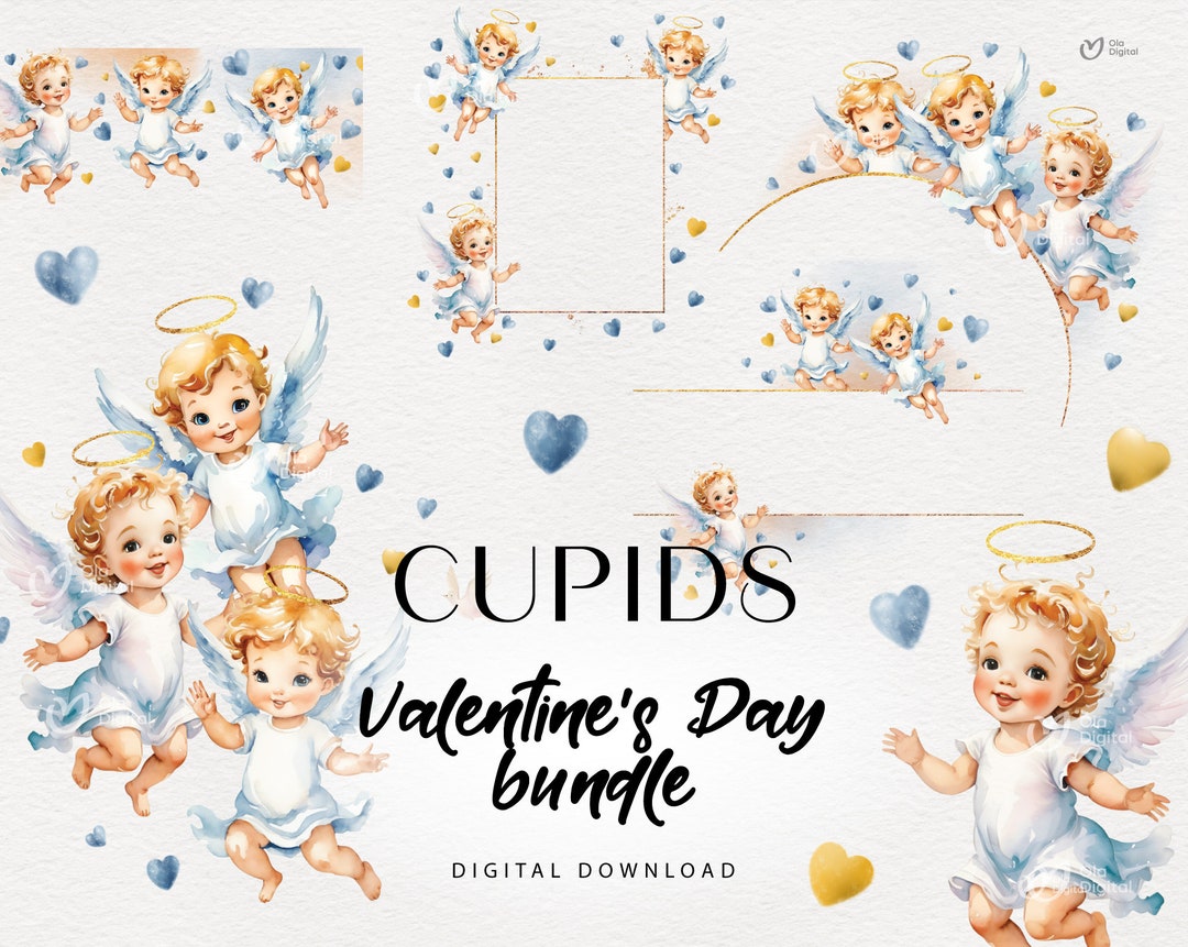 Valentine Png Bundle, Cute Cupid PNG, Valentines Clipart Bundle ...