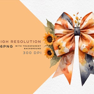 Fall Bow Png, Fall Coquette Bow PNG, Autumn Sunflowers Png, Autumn ...