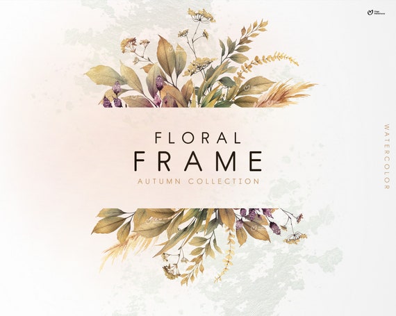 Floral Autumn Frame Watercolor Fall Leaves Wedding Invite | Etsy