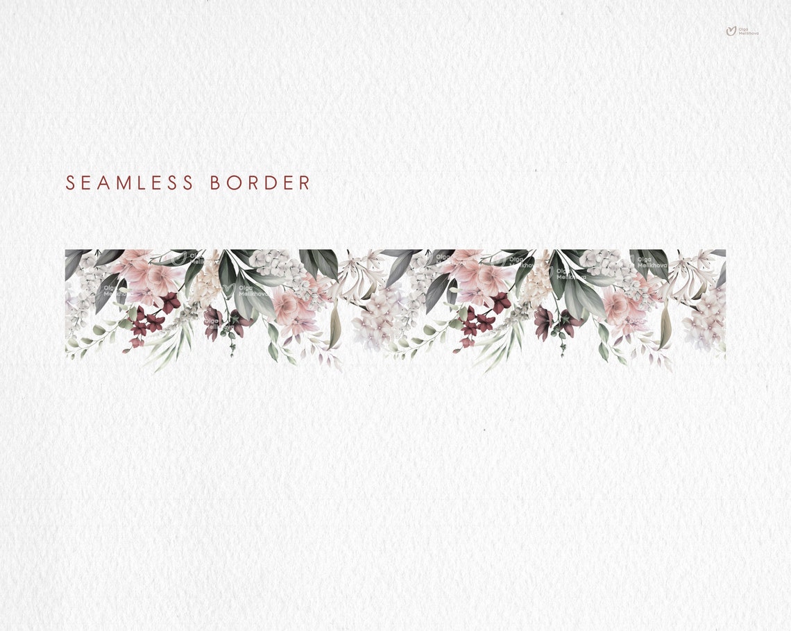 Floral Border Seamless Border Watercolor Wedding Invite - Etsy