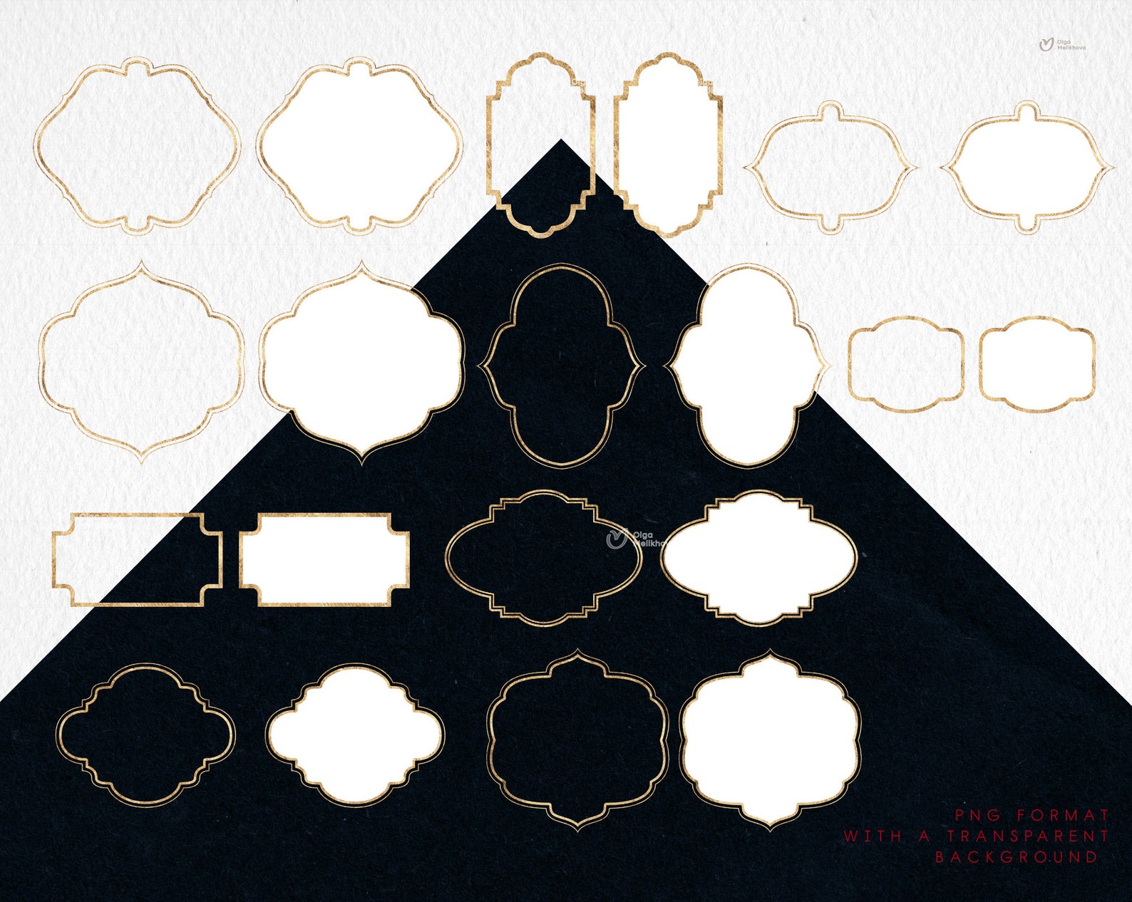 Golden Frames Golden Elements Frames PNG Digital Floral - Etsy