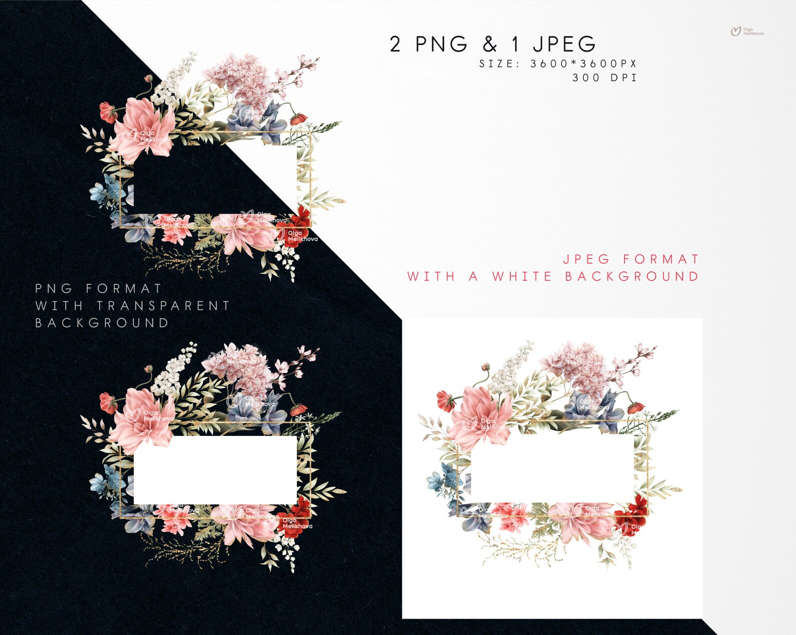 Floral Frame Garden Flower Frame Foliage Wedding Invite - Etsy